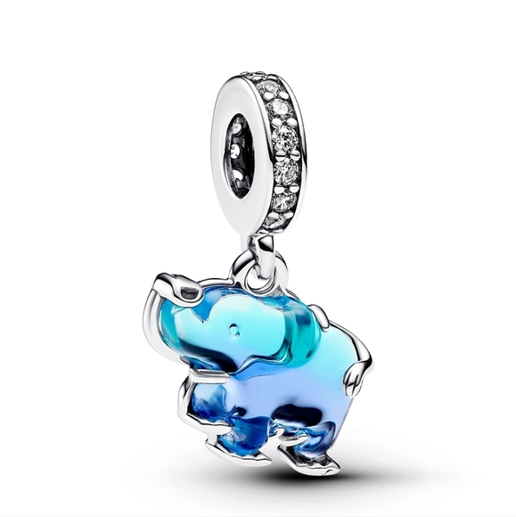 Pandora | Jewelry | Pandora Blue Murano Glass Elephant Dangle Charm ...